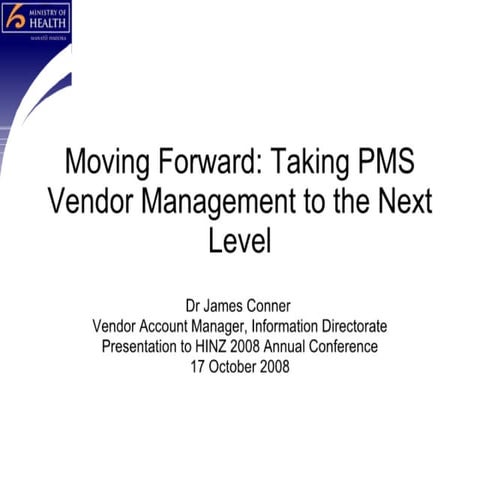 Moving Forward - Taking PMS Vendor Management to the Next Level | PDF
