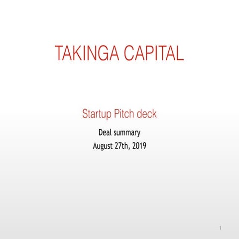 Takinga capital startup pitchbook | PPT