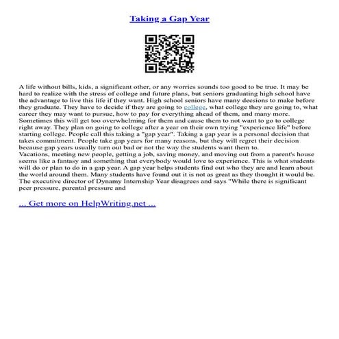 Taking A Gap Year | PDF | College Planning | College Education