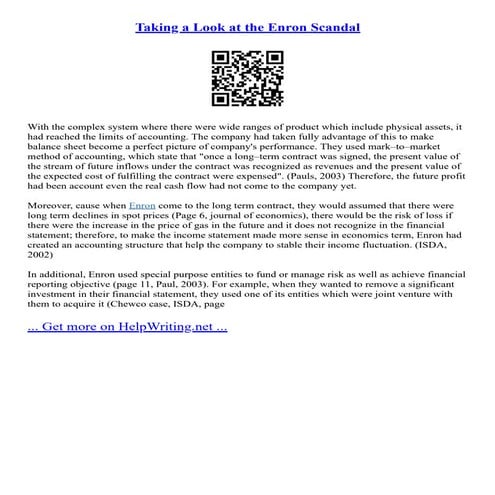 Enron Scandal Essay | PDF