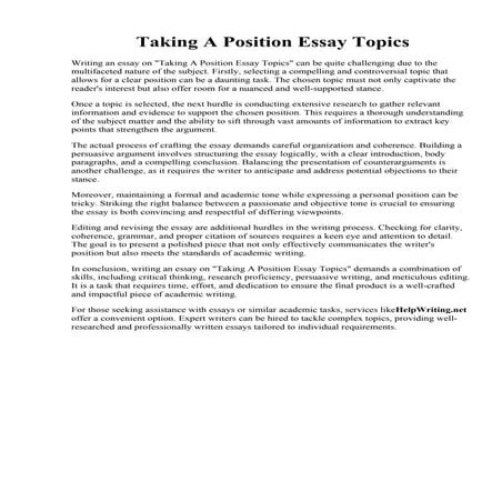 Taking A Position Essay Topics | PDF