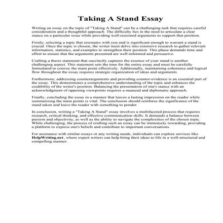 Taking A Stand Essay. How to Write A Narrative Essay - Taking A Stand ...