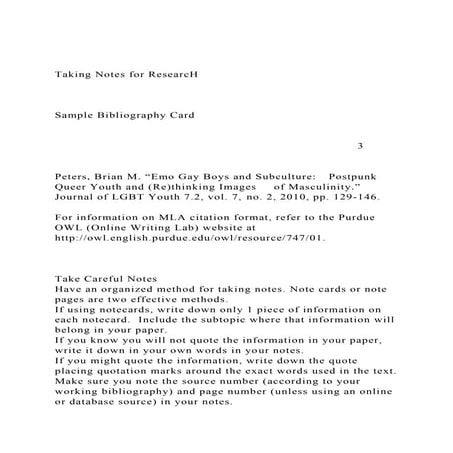 Taking Notes for ResearcHSample Bibliography Card.docx