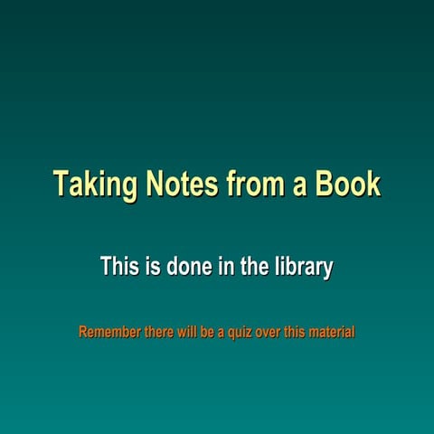 Taking notes from a book | PPT