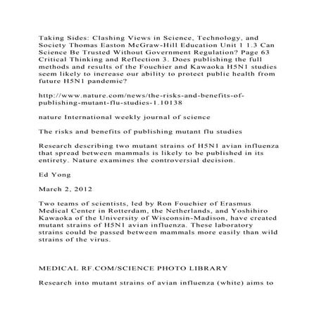 Taking Sides Clashing Views in Science, Technology, and Society Tho.docx