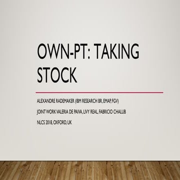 OWN-PT: Taking Stock | PPT