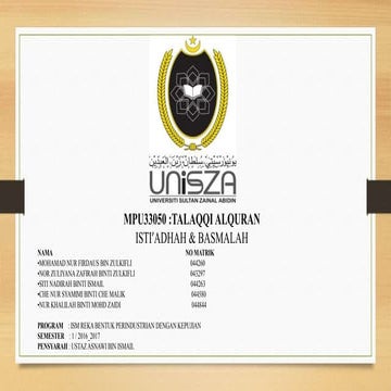 Talaqi Basmalah isti'adhah | PPTX