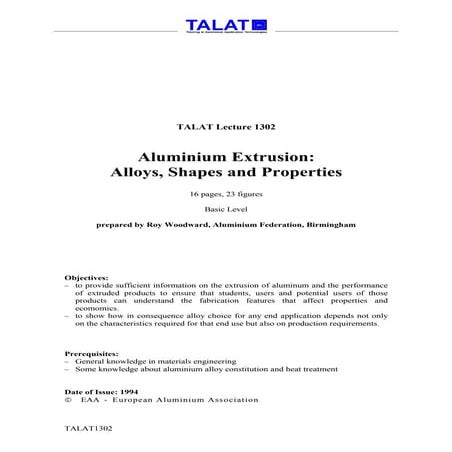 TALAT Lecture 3501: Alloys and Properties | PDF