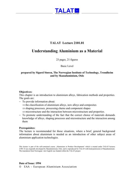TALAT Lecture 3205: The Fluidity of Molten Metals | PDF | Chemistry | Science