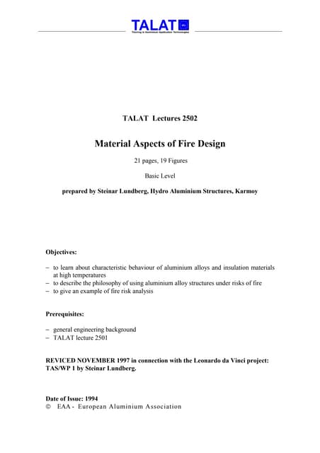 TALAT Lecture 2205: Special Design Issues | PDF