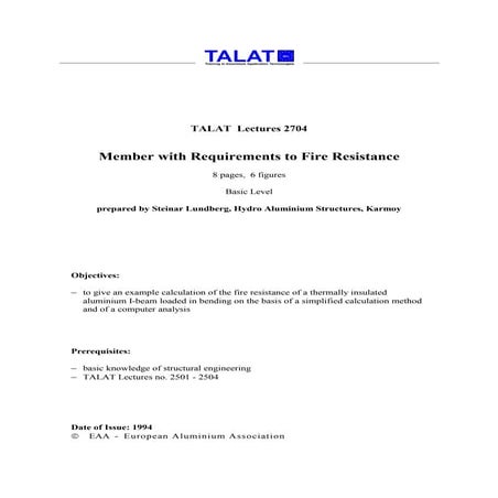 TALAT Lecture 2704: Member with Requirement to Fire Resistance | PDF