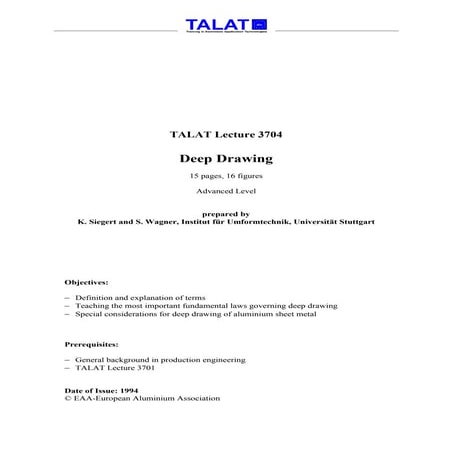 TALAT Lecture 3704: Deep Drawing | PDF