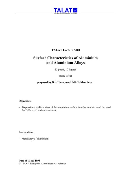 Surface Treatment of Aluminium by Anodizing: A Short Review | PDF