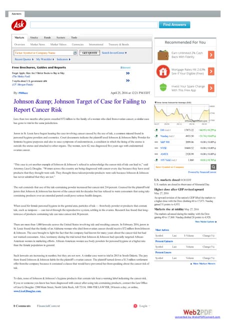 Talcum Powder Cancer | PDF | Medical Health