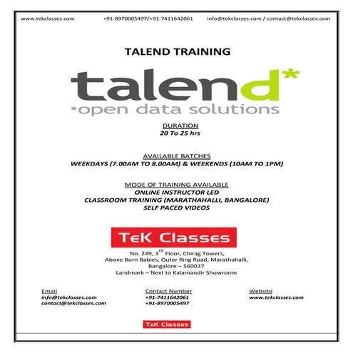 Talend online training | DOCX