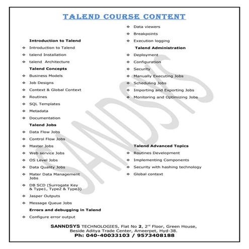 Talend online training | DOCX