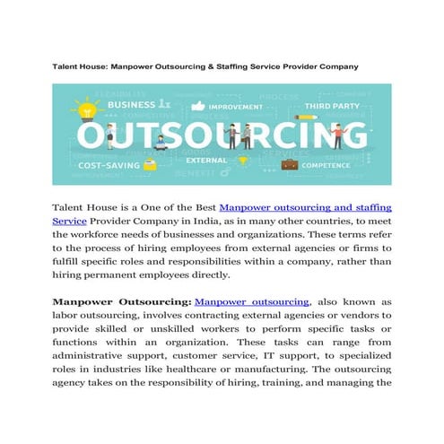 Manpower Outsourcing & Staffing Service | PDF
