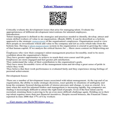 Talent Management | PDF