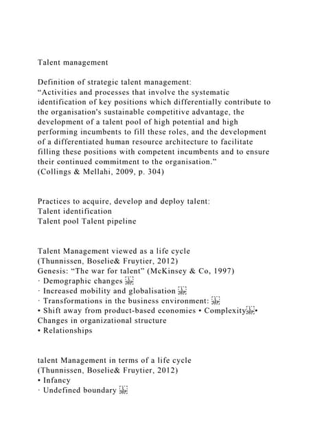 Talent Managementdefinition Of Strategic Talent Management Docx
