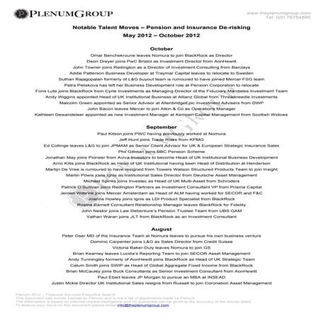 Talent moves october 2012 plenum group | PDF