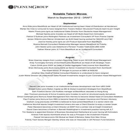 Talent moves october 2012 plenum group | PDF