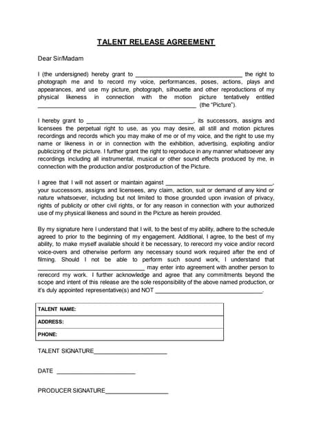 Cast release form | PDF