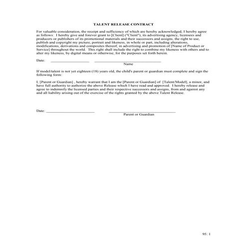 Talent Release Contract | DOC