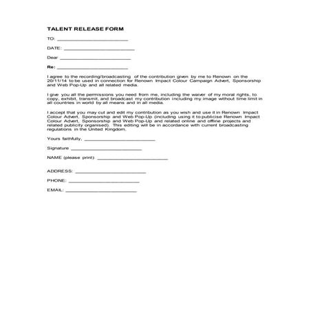 Talent release form | PDF