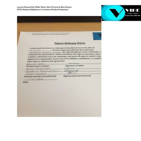 Talent releaseform | DOCX