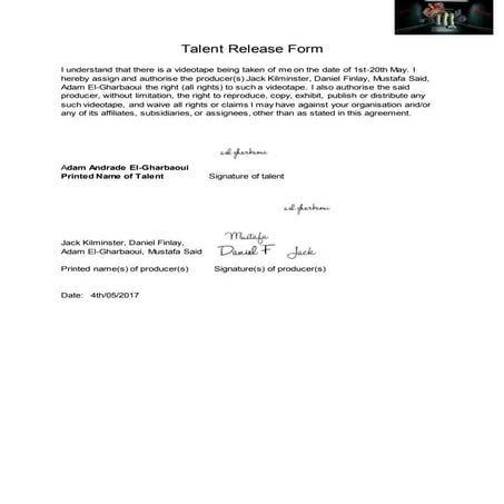 Talent release form- amy | DOCX
