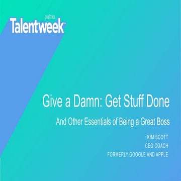 Give a Damn: Get Stuff Done and Other Essentials of Being a Great Boss ...