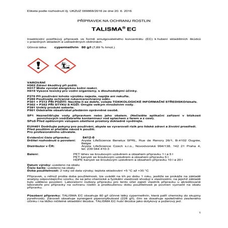Talisma ec cz label for 2017 | PDF