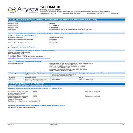 Talisma ul msds | PDF