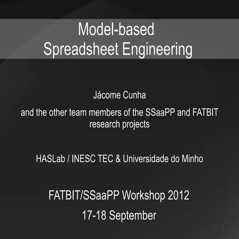 Talk at the Joint SSaaPP/FATBIT 2012 Workshop | ODP | Databases | Computer Software and Applications