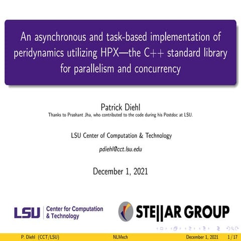 An Asynchronous And Task Based Implementation Of Peridynamics Utilizing Hpx—the C Standard 