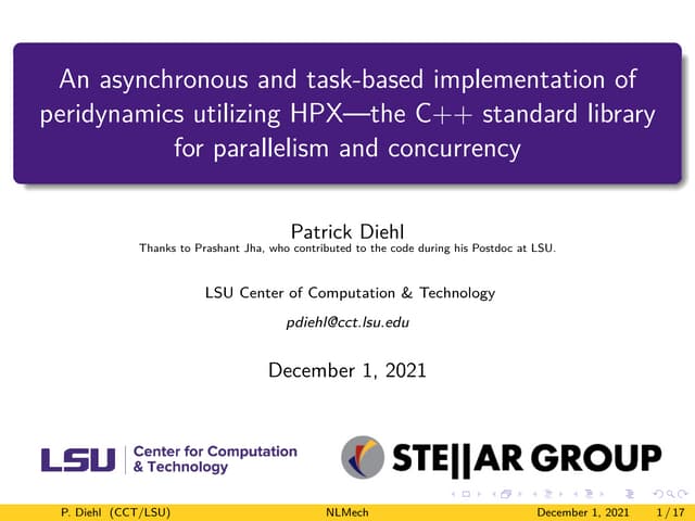 An Asynchronous And Task Based Implementation Of Peridynamics Utilizing Hpx—the C Standard