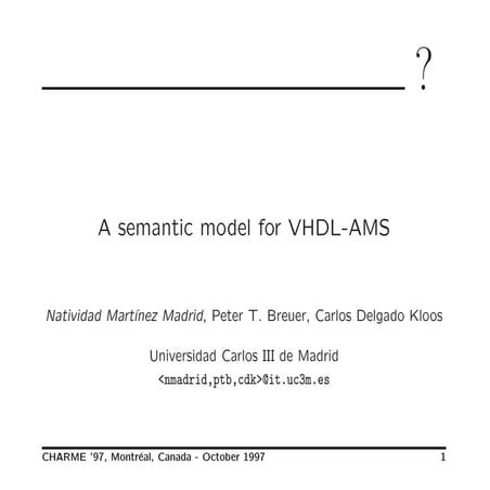 A Semantic Model for VHDL-AMS (CHARME '97) | PDF