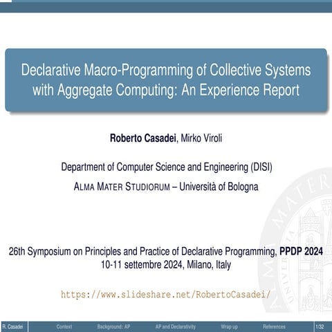 Declarative Macro Programming Of Collective Systems With Aggregate Computing An Experience 