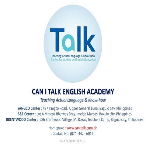 Thông tin về Trường Anh ngữ Talk academy school | PDF