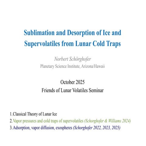 Sublimation and Desorption of Ice and Supervolatiles from Lunar Cold ...