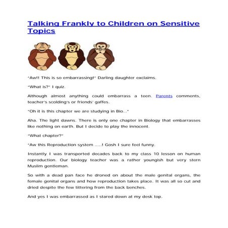 Talking frankly to children on sensitive topics | PDF | Parenting Teens ...