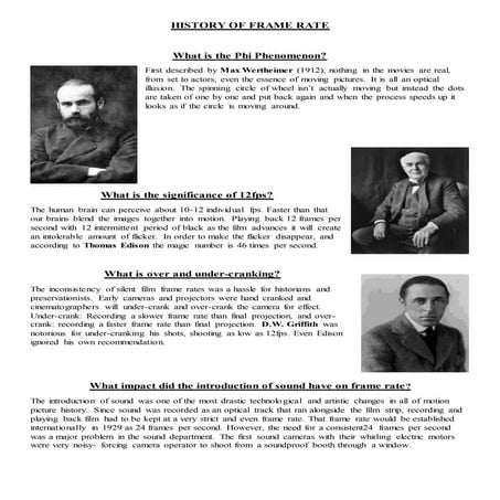 History of Frame Rate | DOCX | Video Production | Content Production