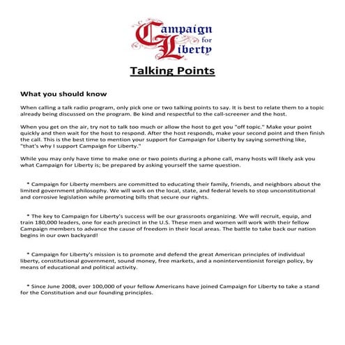 Talkingpoints | PDF | Elections | Politics