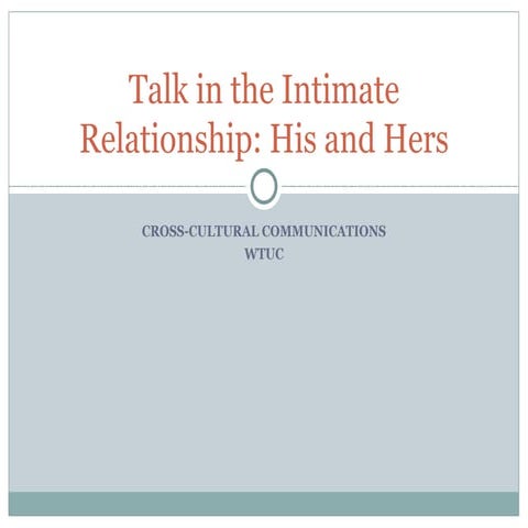 Talk In The Intimate Relationship | PPT