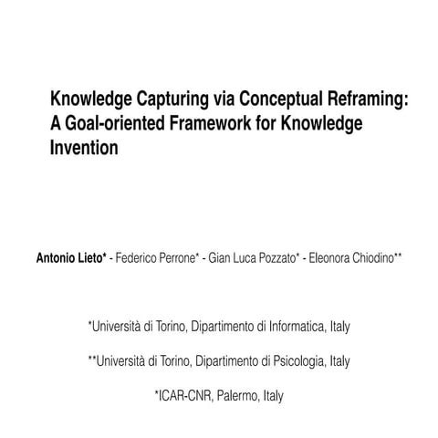 Knowledge Capturing Via Conceptual Reframing A Goal Oriented Framework For Knowledge Invention