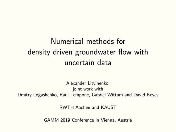 Density Driven Groundwater Flow with Uncertain Porosity and Permeability | PPT
