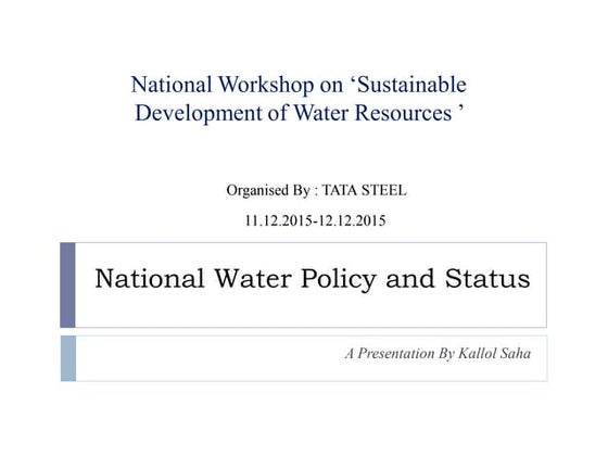 Water Resource Management Policy Water Resources | PPT