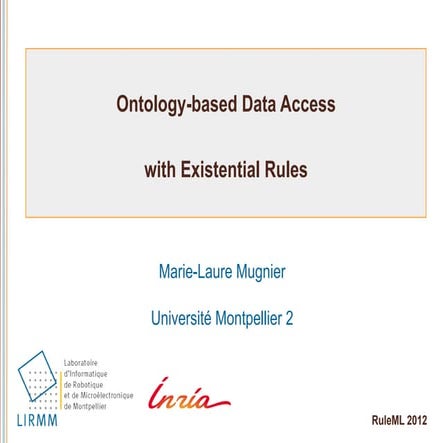 Ontology Based Data Access With Existential Rules Pdf Databases Computer Software And