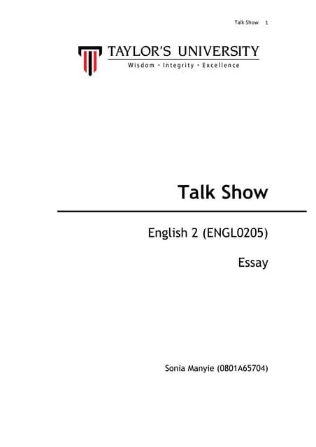 Talk show example and structure | DOCX | Talk Show | Genres