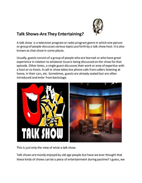 Talk show example and structure | DOCX | Talk Show | Genres